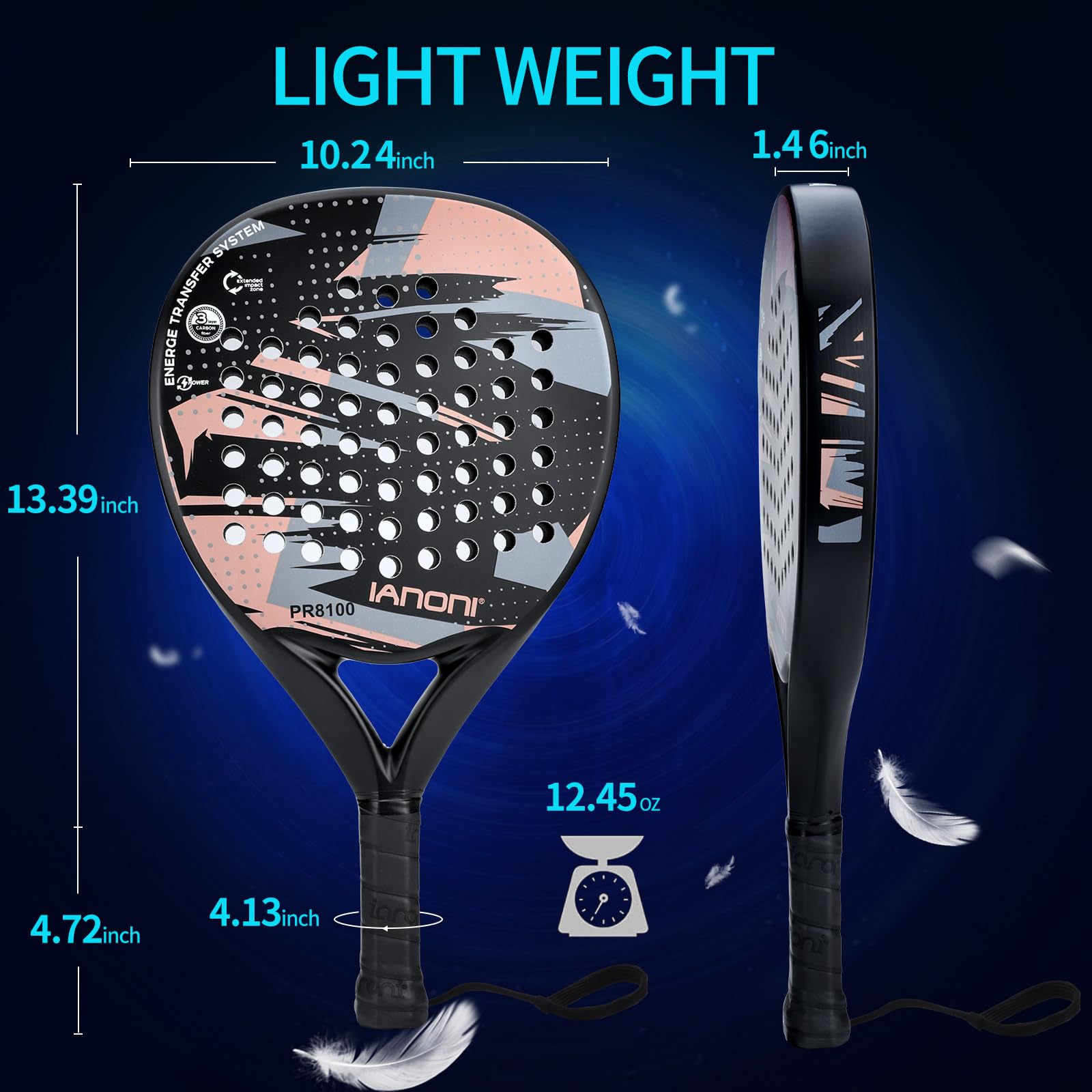 Snapklik.com : Padel Racket Carbon Fiber Surface