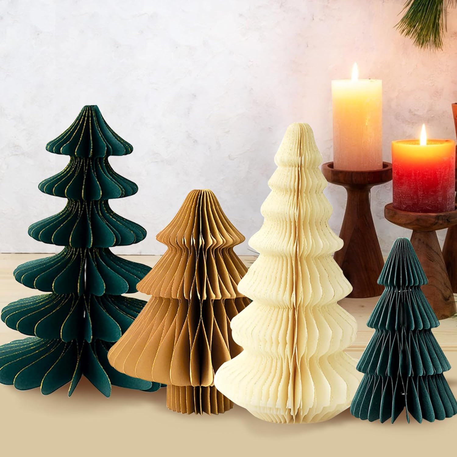 Amazon.com: ELEMONY 4 Pcs Honeycomb Christmas Tree, 3D Paper Trees ...