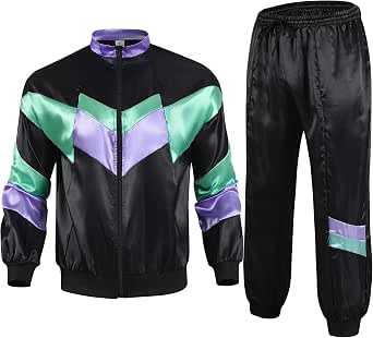 Amazon.com: AwwwCos Men's 80s Tracksuit Vintage Hip Hop Windbreaker 80s ...