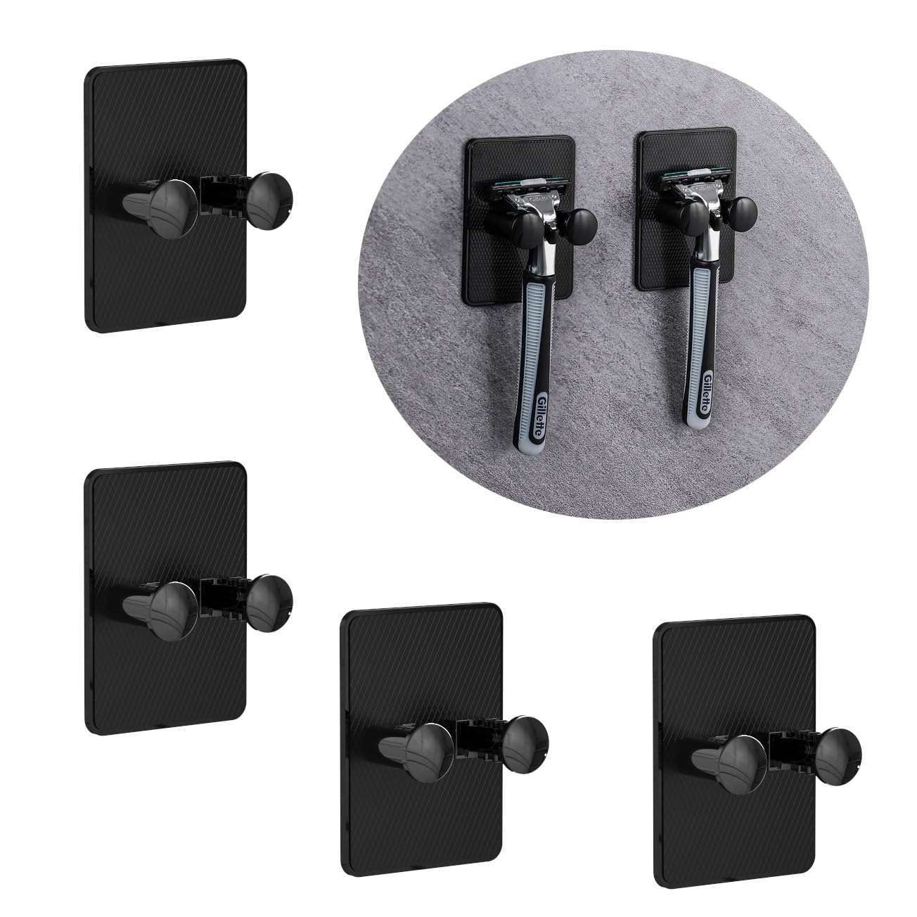Shower Shaver Holder 4-Piece, Waterproof Self-Adhesive Hook, Detachable ...
