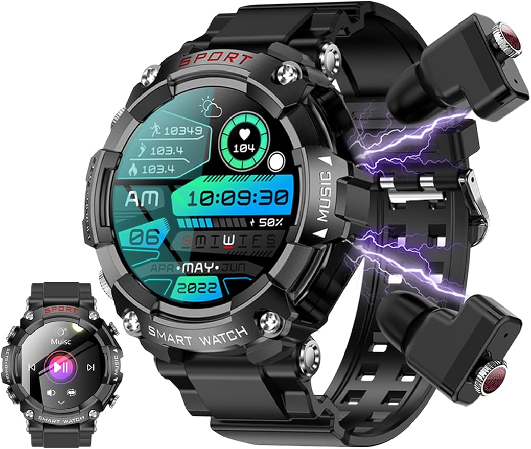 Amazon.com: ZJX Smart Watch with Earbuds, 1.52-inch Full Touch HD ...