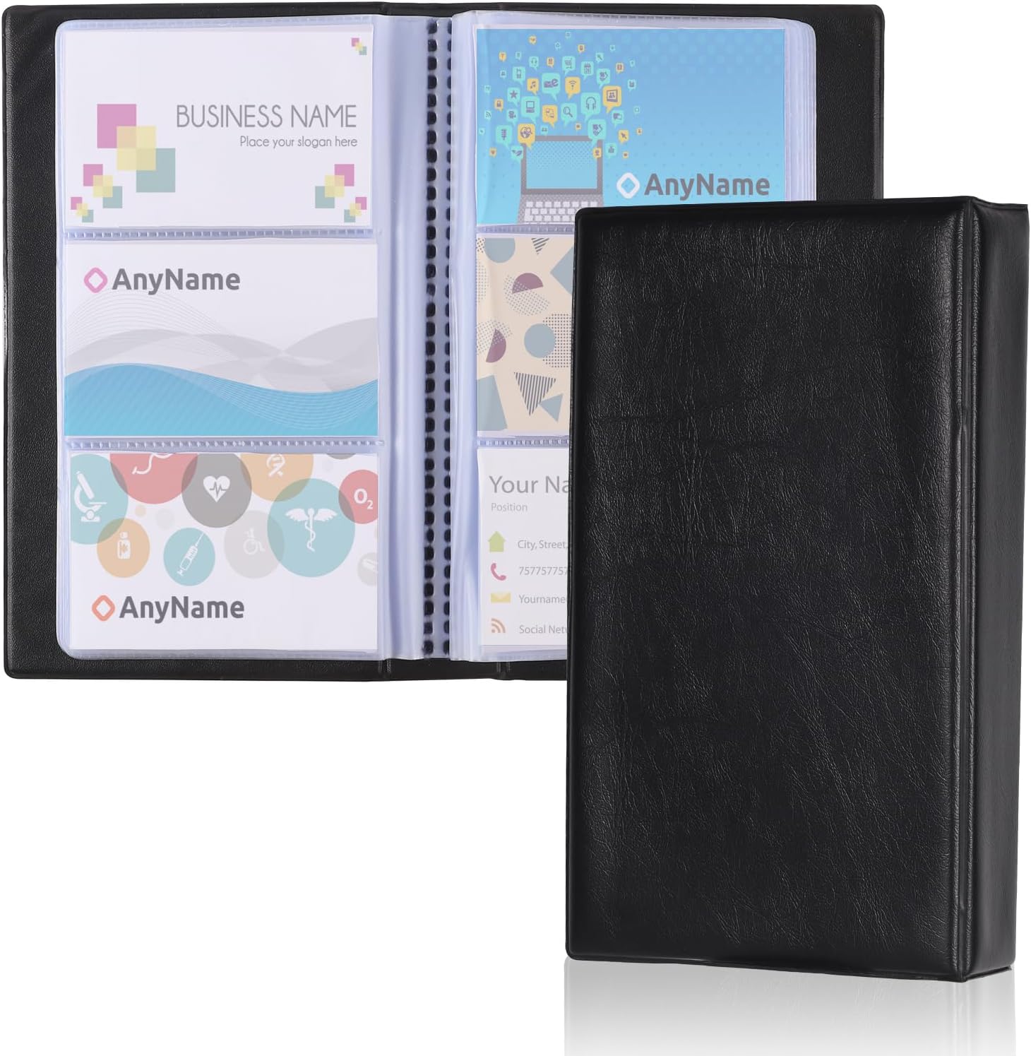 Amazon.com : Pimoys 300 Business Card Organizer Book, Leather ...