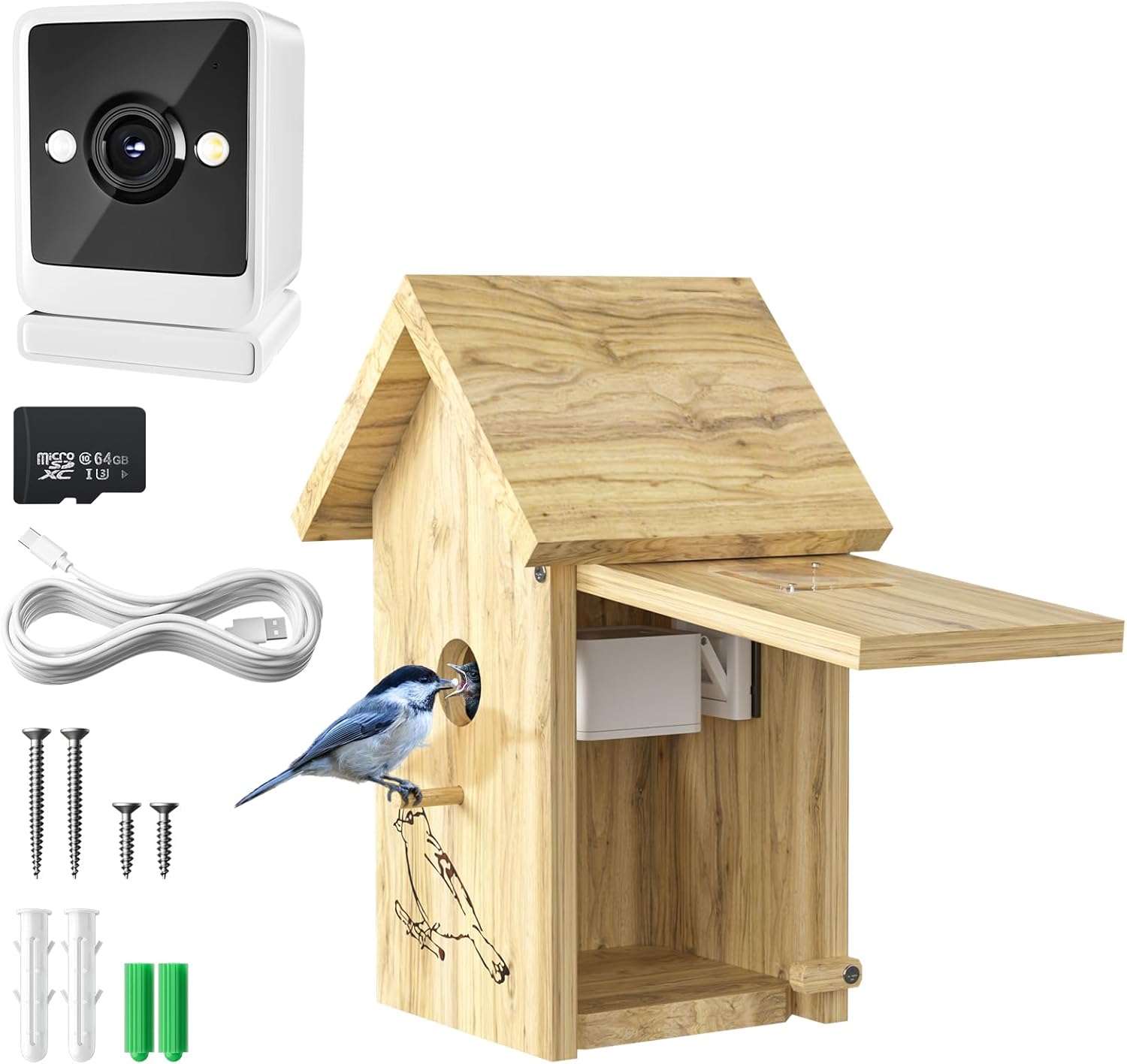 Amazon.com: Bird House with Camera, Smart 1080P Night Vision HD Cam ...