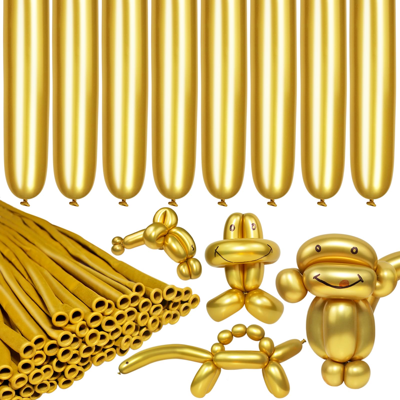 Amazon.com: LXZFCRG 260 Long Balloons, Shiny Metallic Latex Twisting ...