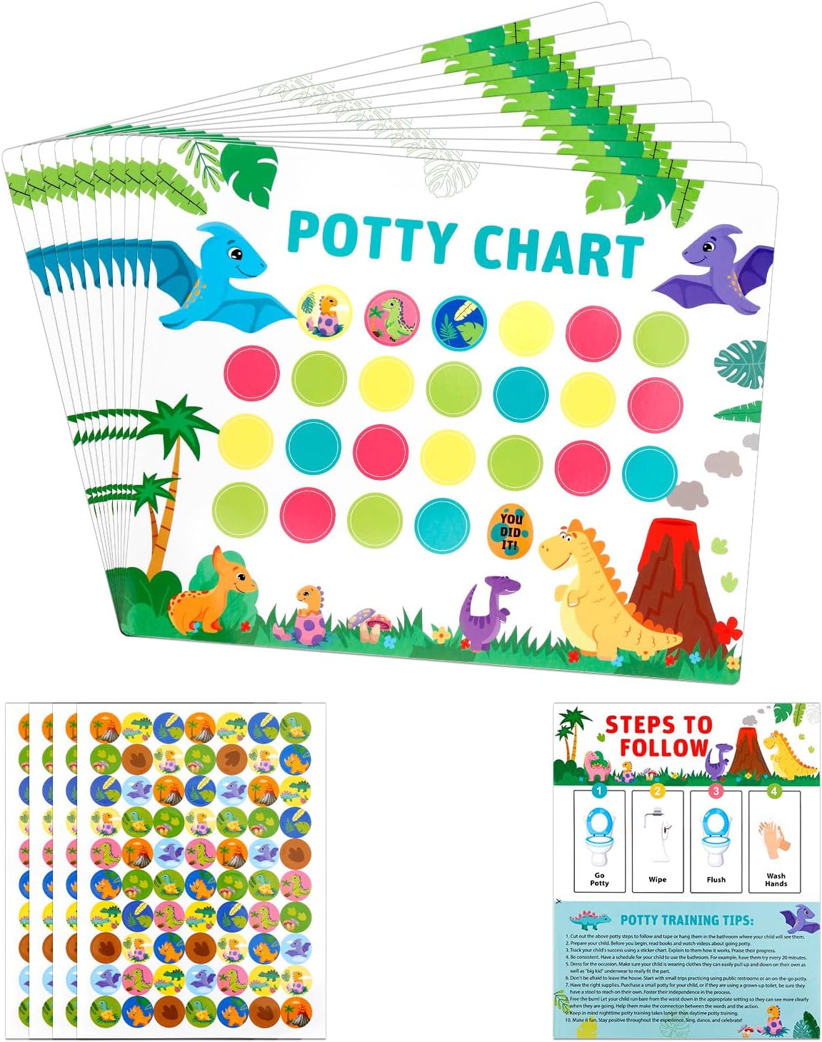 10 Sheets Potty Training Chart, Toilet Training Reward Stickers Cute ...
