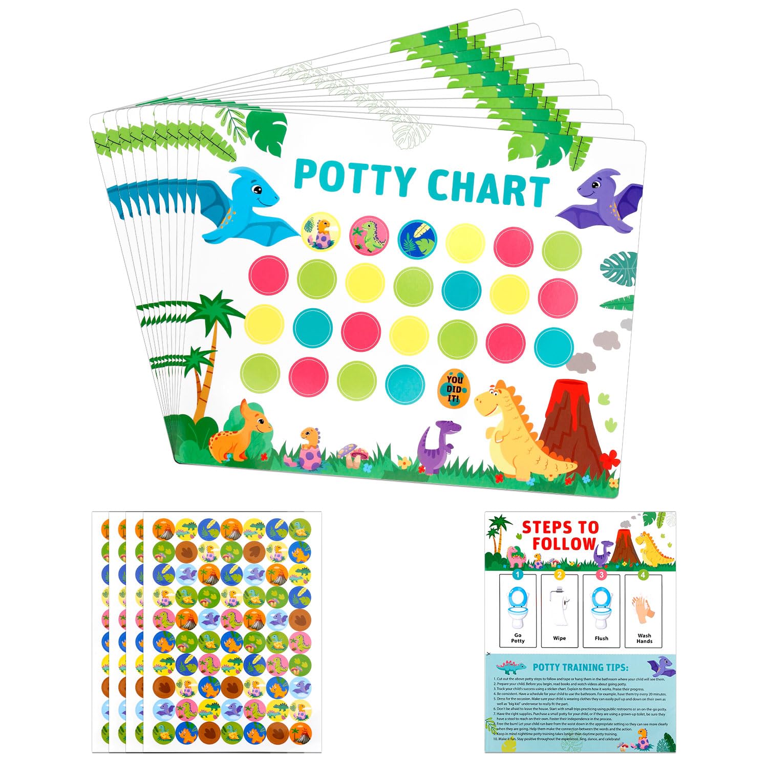 10 Sheets Potty Training Chart, Toilet Training Reward Stickers Cute ...