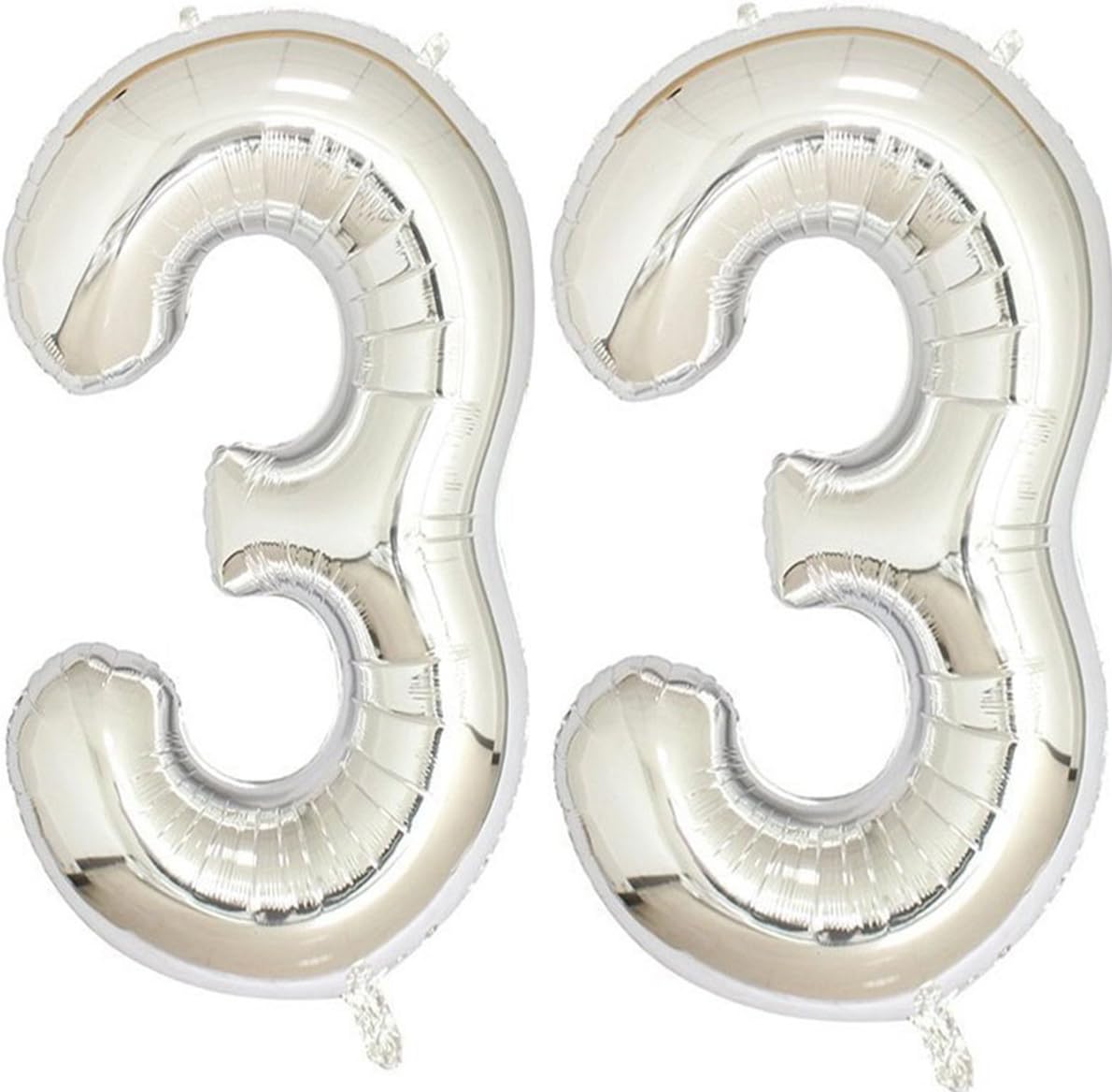 Amazon.com: 40inch Silver Foil 33 Helium Jumbo Digital Number Balloons ...