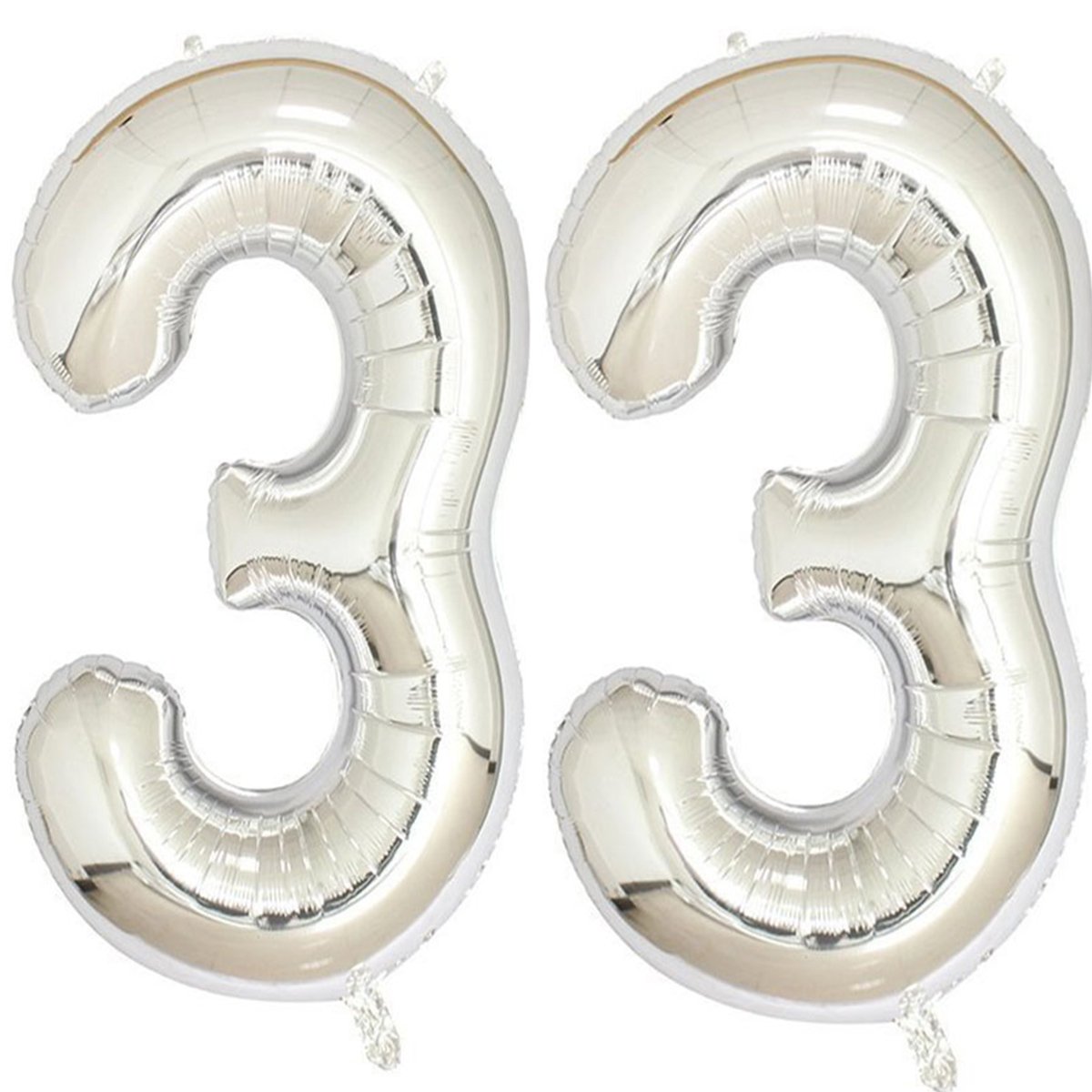 40inch Silver Foil 33 Helium Jumbo Digital Number Balloons, 33th ...
