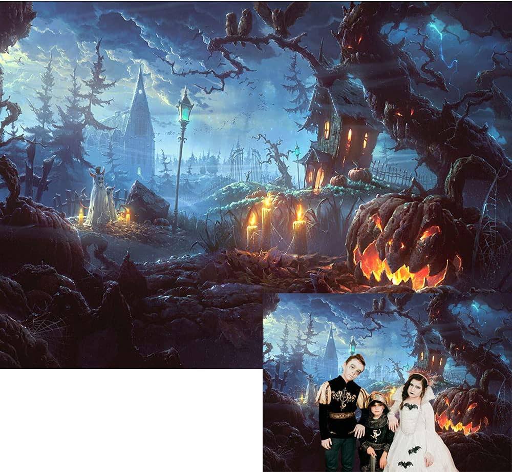 Amazon.com : Avezano Halloween Photography Backdrop Full Moon Scary ...