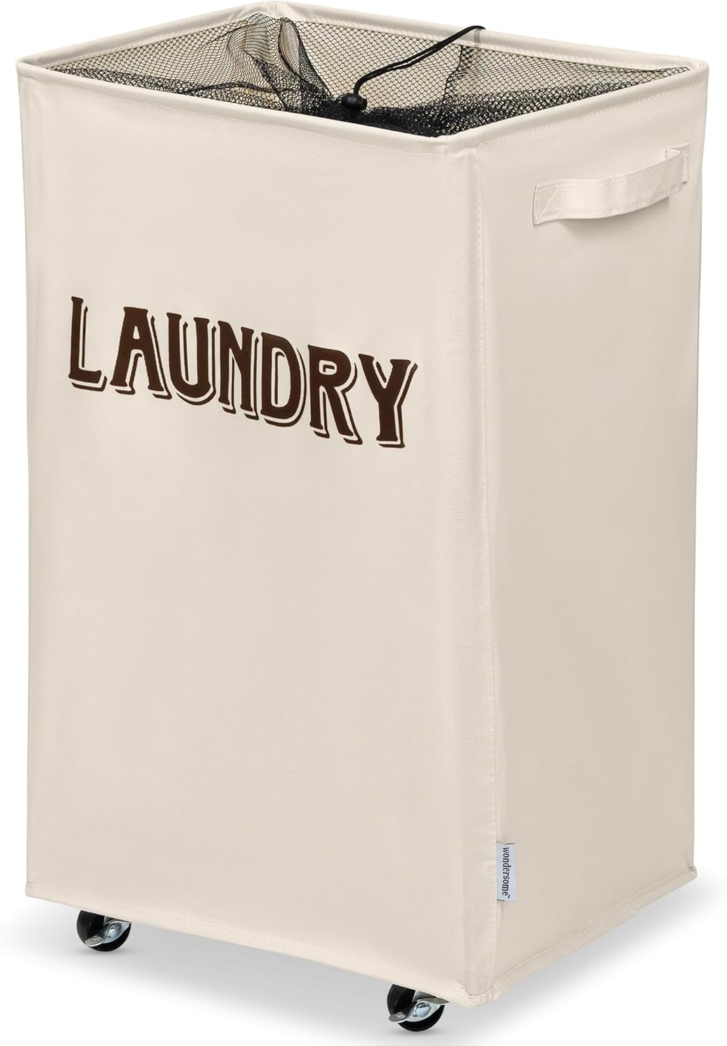 Amazon.com: Wondersome Laundry Hamper with Wheels - Farmhouse Cream ...