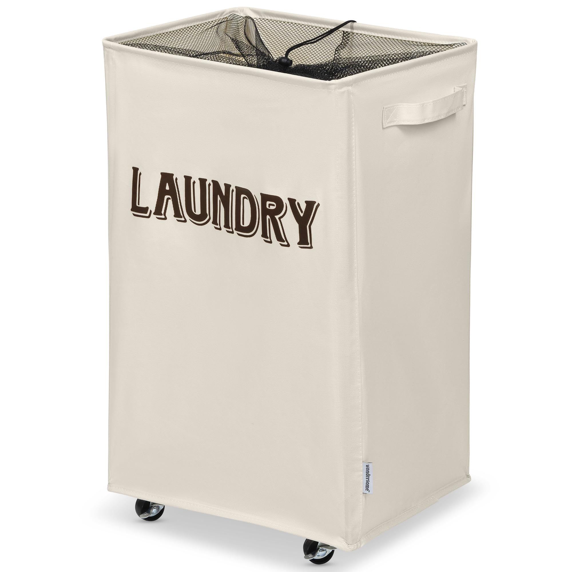 Amazon.com: Wondersome Laundry Hamper with Wheels - Farmhouse Cream ...