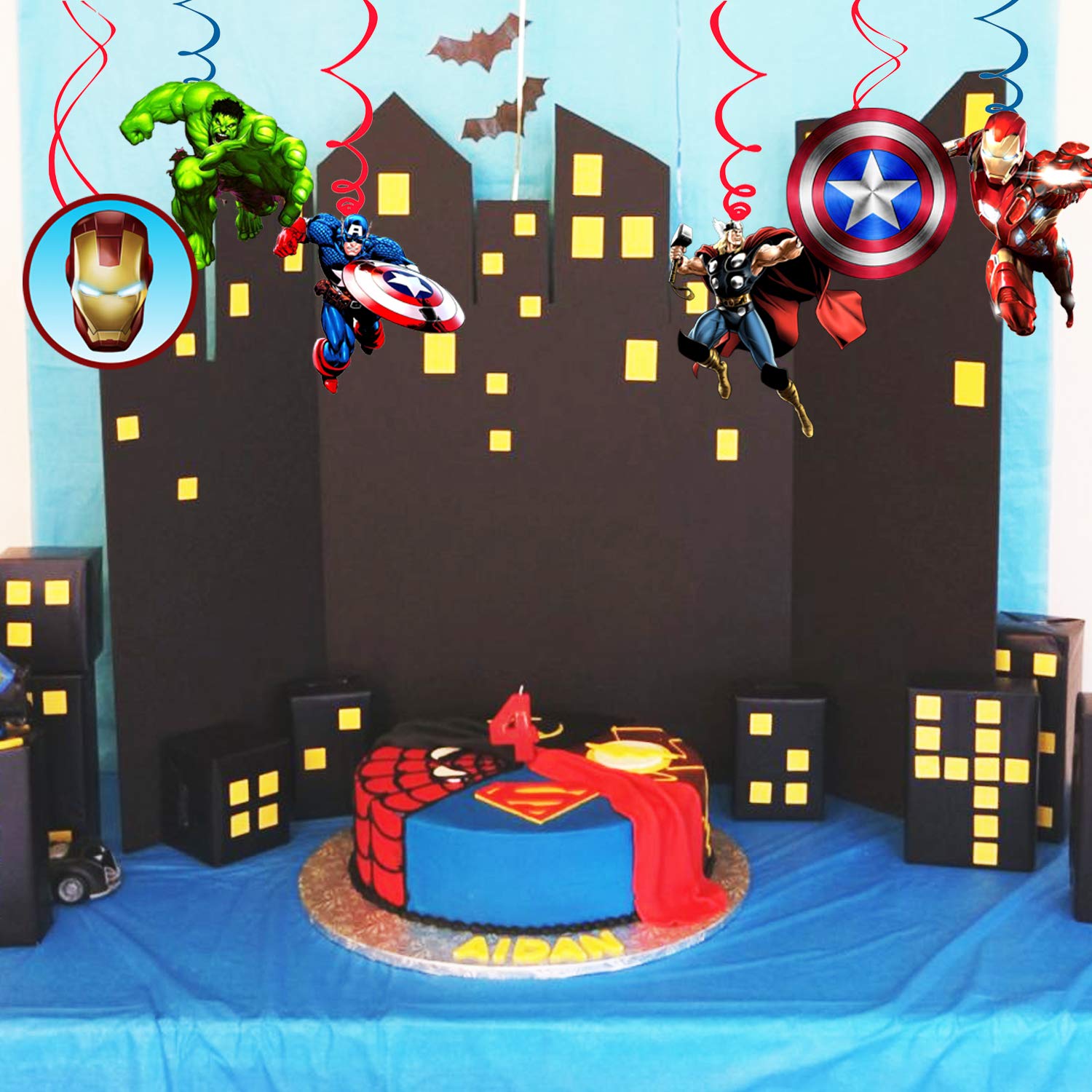 Party Propz Superhero Theme Birthday Decoration For Boys Swirls Hanging ...