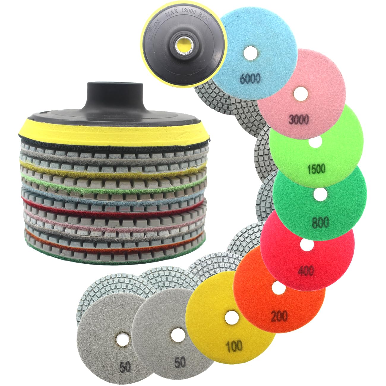 Amazon.com: Wet Diamond Polishing Pads Set 10pcs,BeQell 4 Inch ...