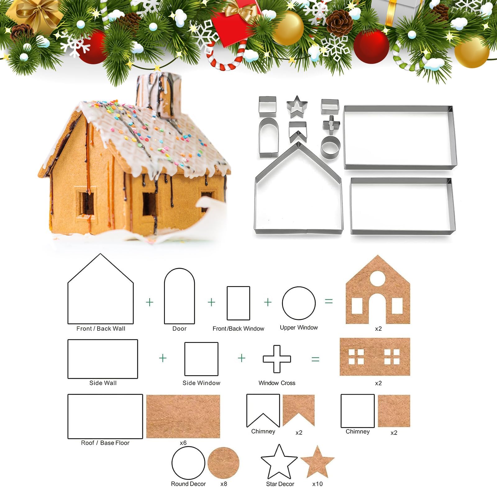 Amazon.com: Gingerbread House Cookie Cutter Set - 3D House Cookie ...