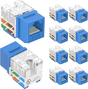 VCE Cat6 Slim Keystone Jacks - Paquete de 10 conectores RJ45 con ...