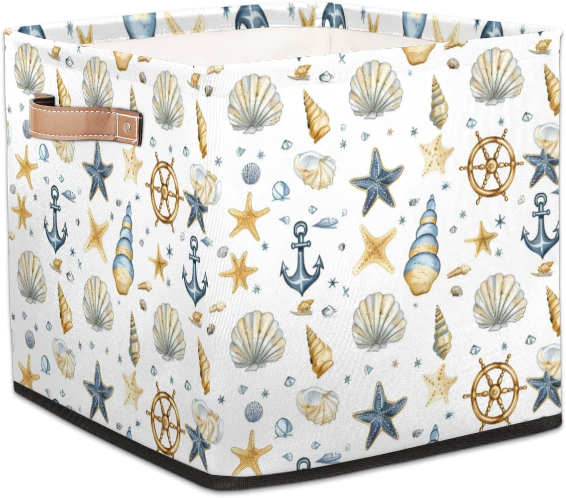 Amazon.com: Tablerazzi Nautical Coastal Ocean Coral Cube Storage Bin ...