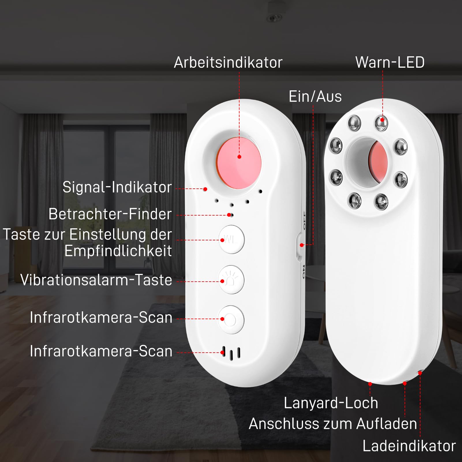 Portable RF Mini Detector, Hidden Camera Detector with Anti-Theft ...