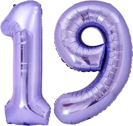Amazon.com: 40 Inch Giant Purple Number 19 Balloon, Helium Mylar Foil ...