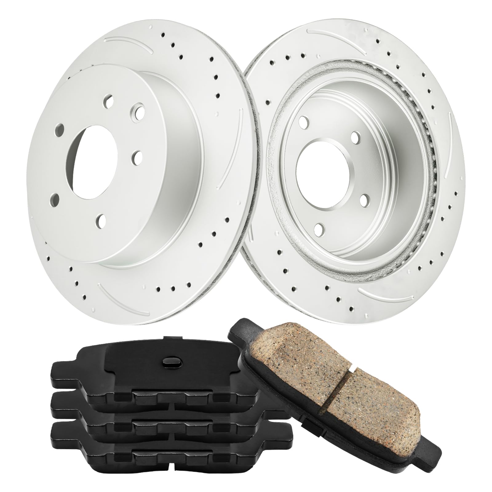Rear Brake Kit,Drilled and Slotted Brake Rotors,Ceramic Brake Pads ...