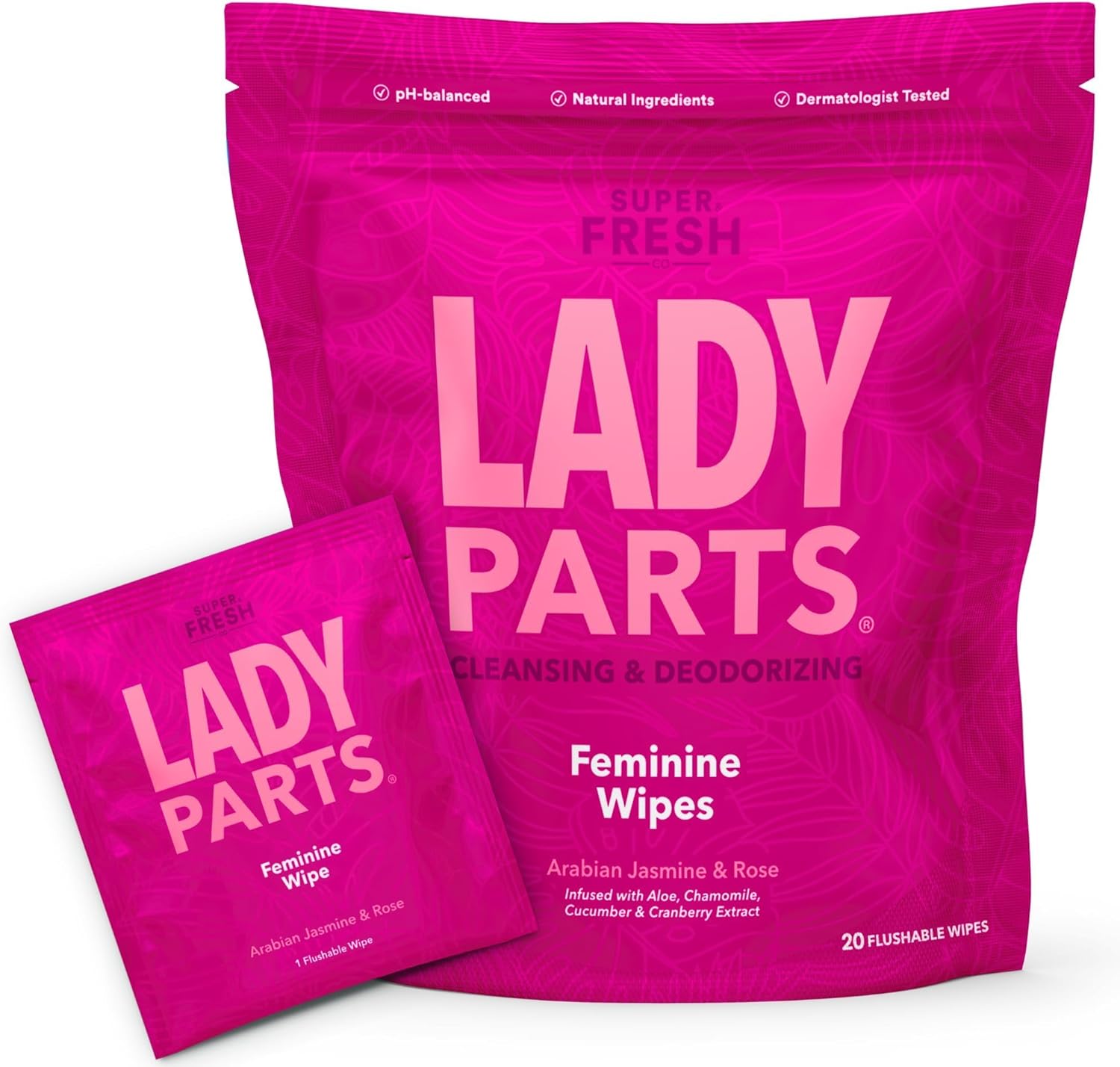 Lady Parts Feminine Wipes - Flushable Wet Wipe for Women - pH Optimized ...