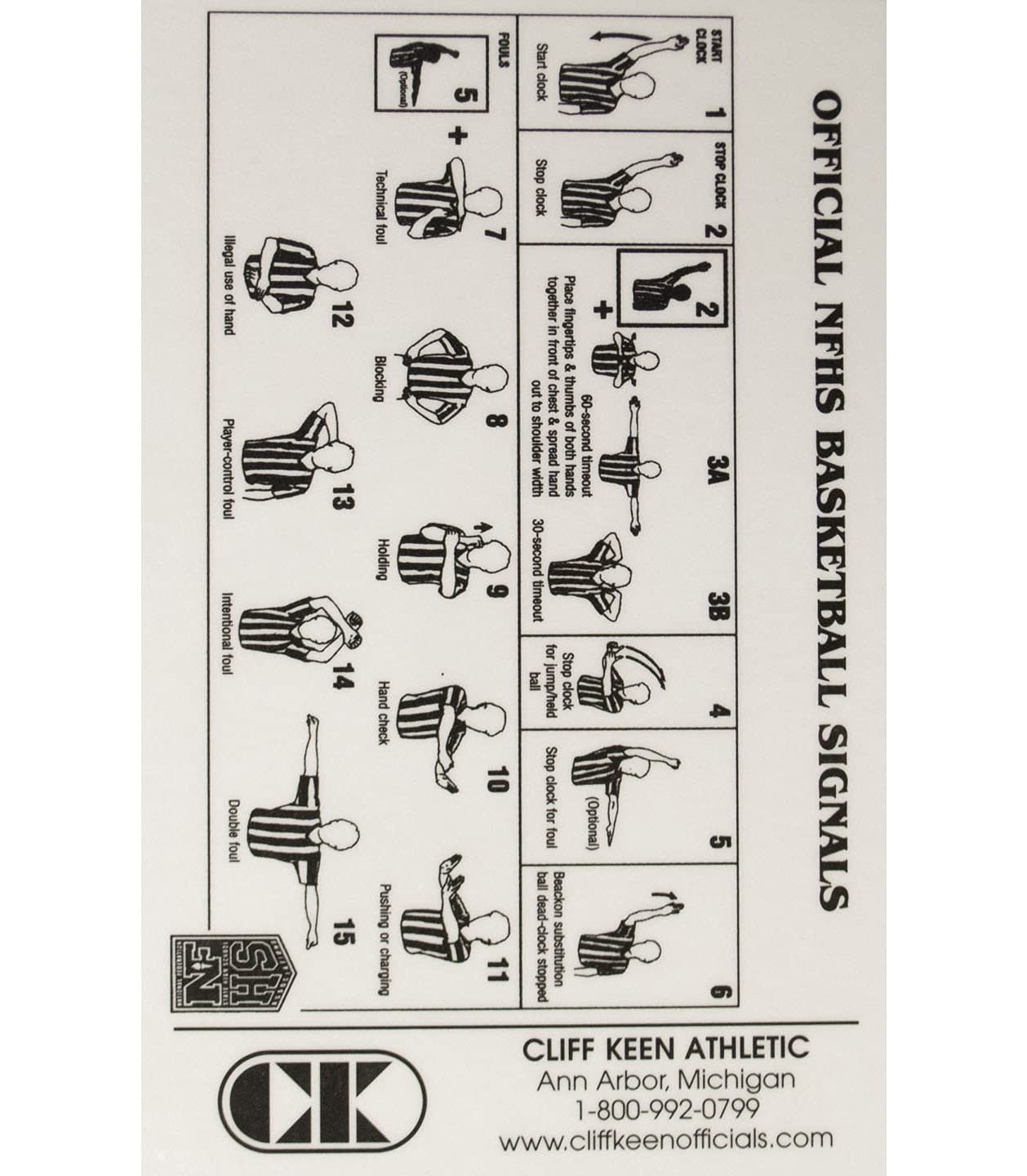 Buy Cliff Keen - Basketball Signal Card - M140B NFHS NCAA Referee ...