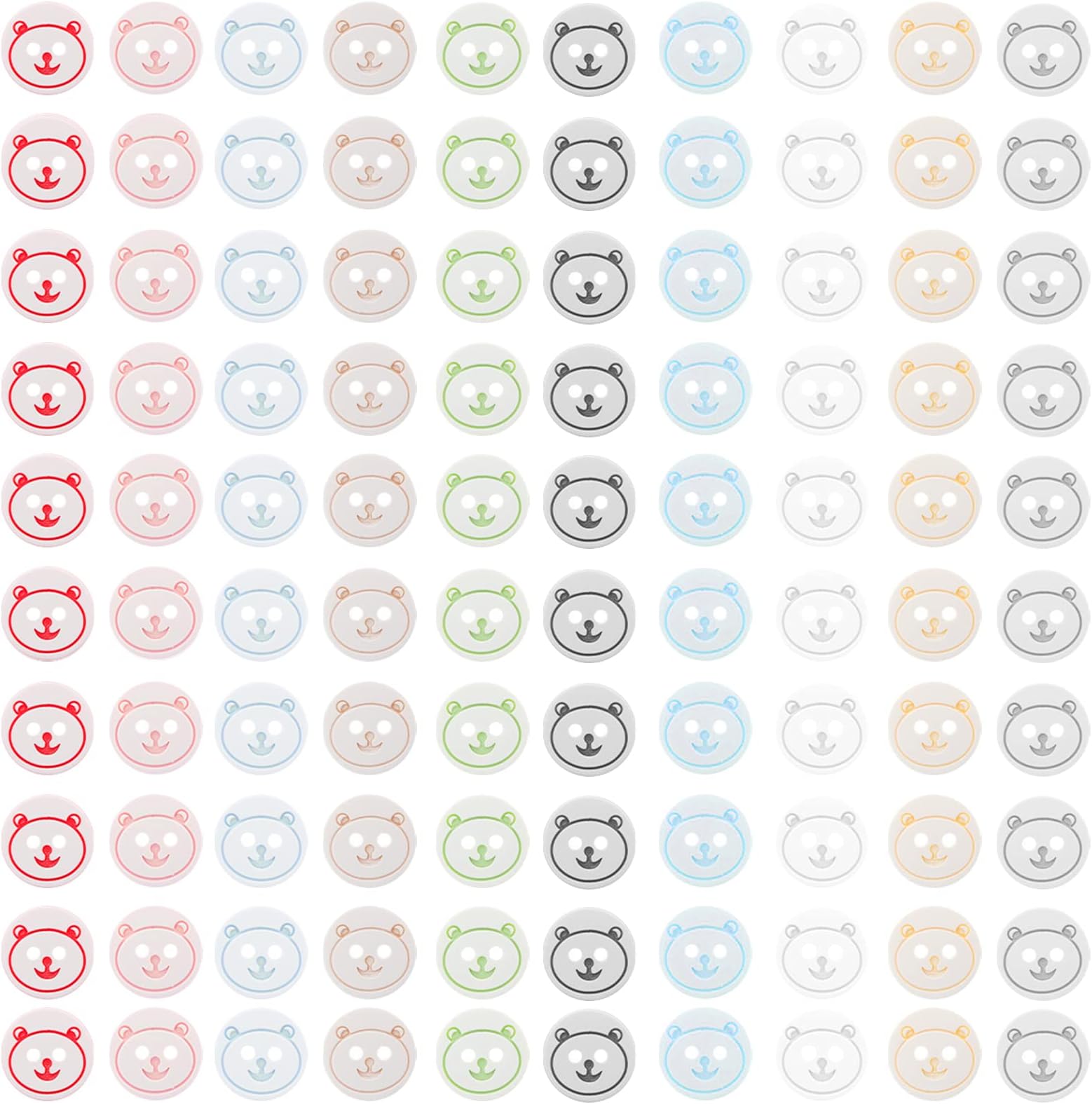 Cute Teddy Bear Face Buttons x 12. Wooden craft / sewing / scrapbook ...