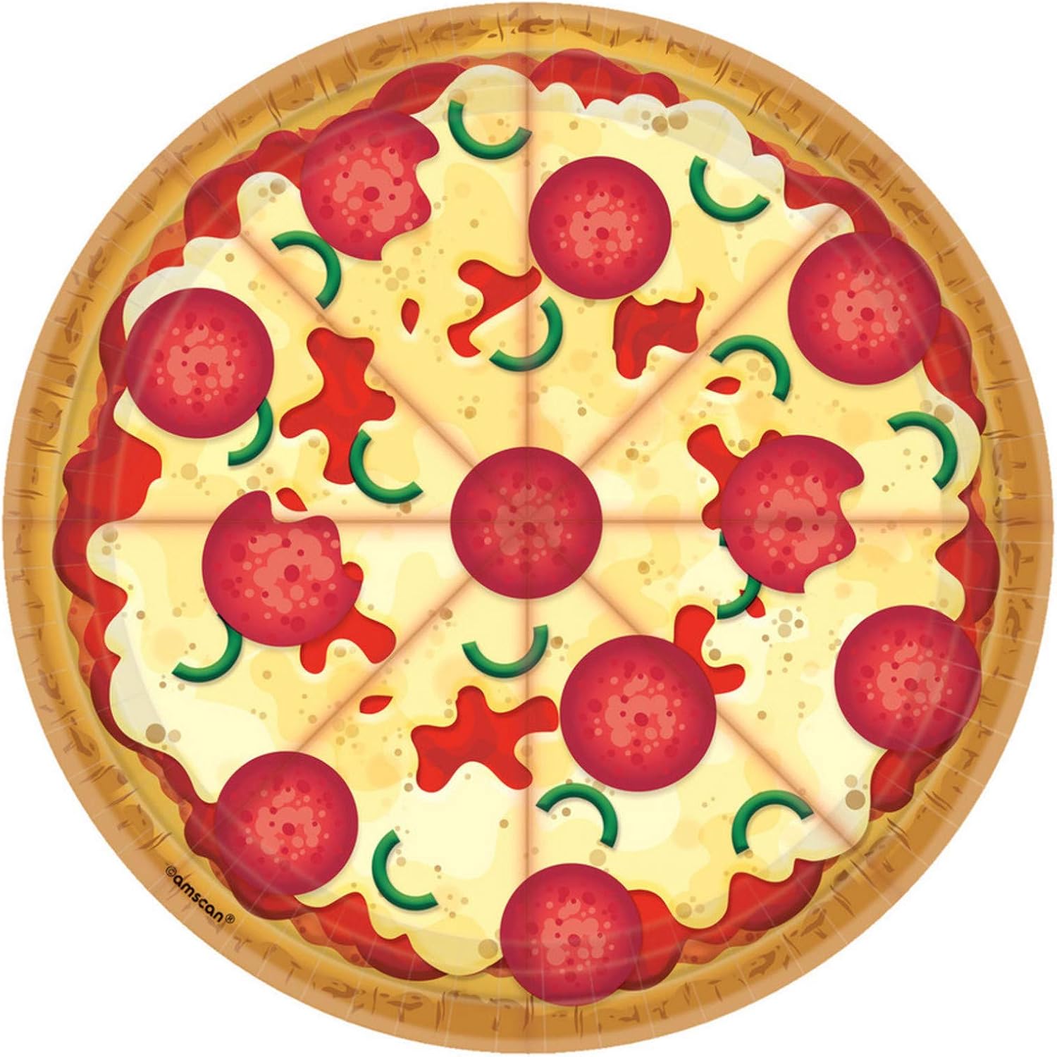 Amazon.com: amscan Pizza Party Design Round Paper Plates-8pc, Multi ...