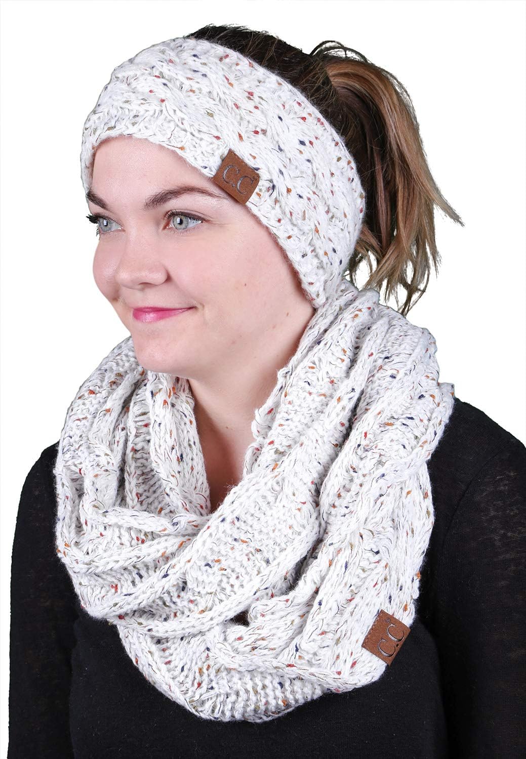 Funky Junque Matching 2 Pack: Headwrap & Infinity Scarf - Confetti Ivory at Amazon Women’s ...