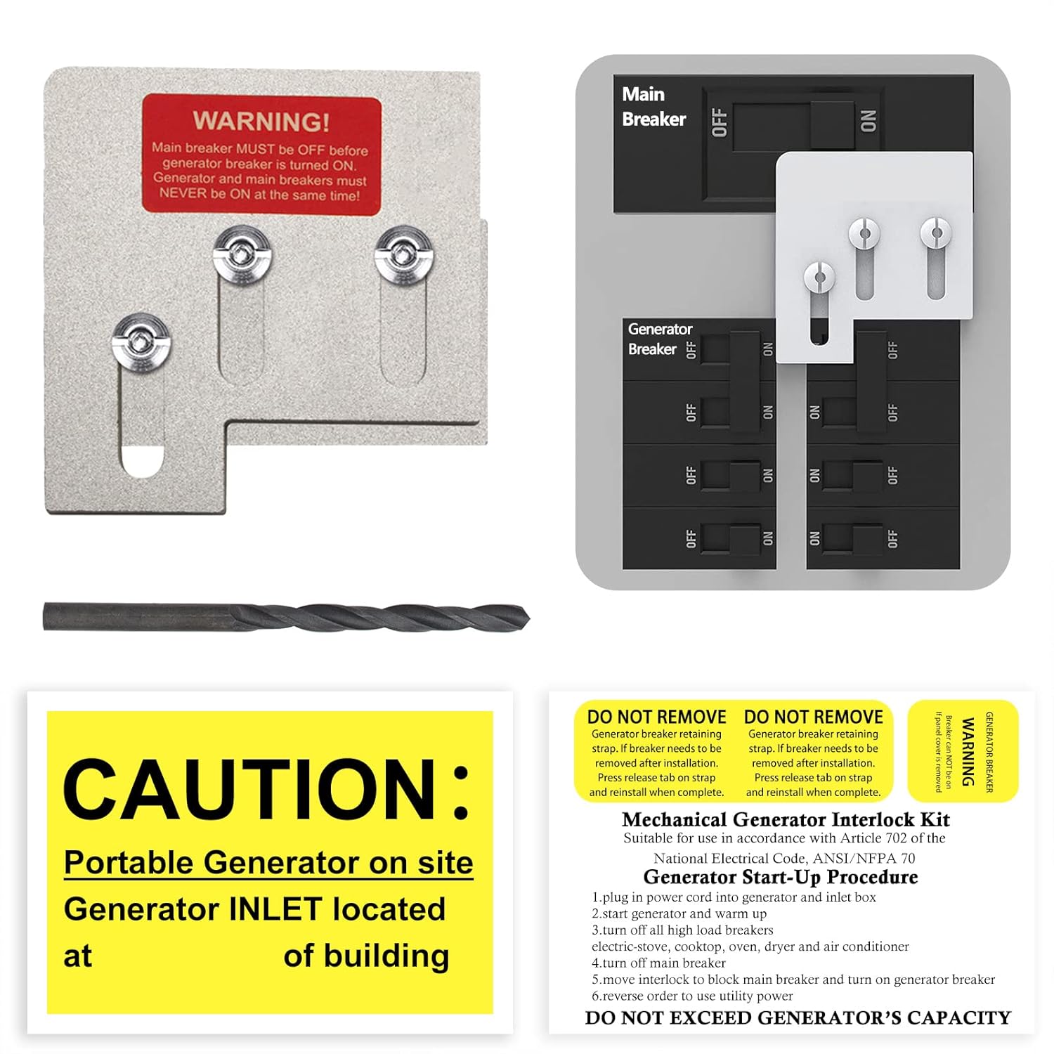 Generator Interlock Kit Compatible with Square D QO or Homeline 150 or ...