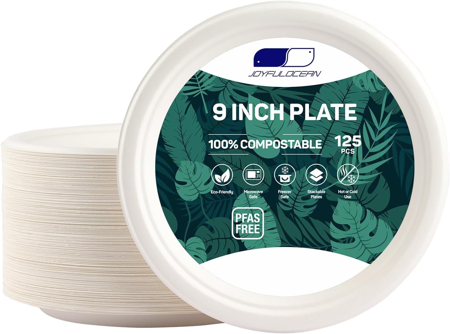 Amazon.com: JOYFULOCEAN Paper Plates 125 Count Disposable, 9 Inch Heavy ...