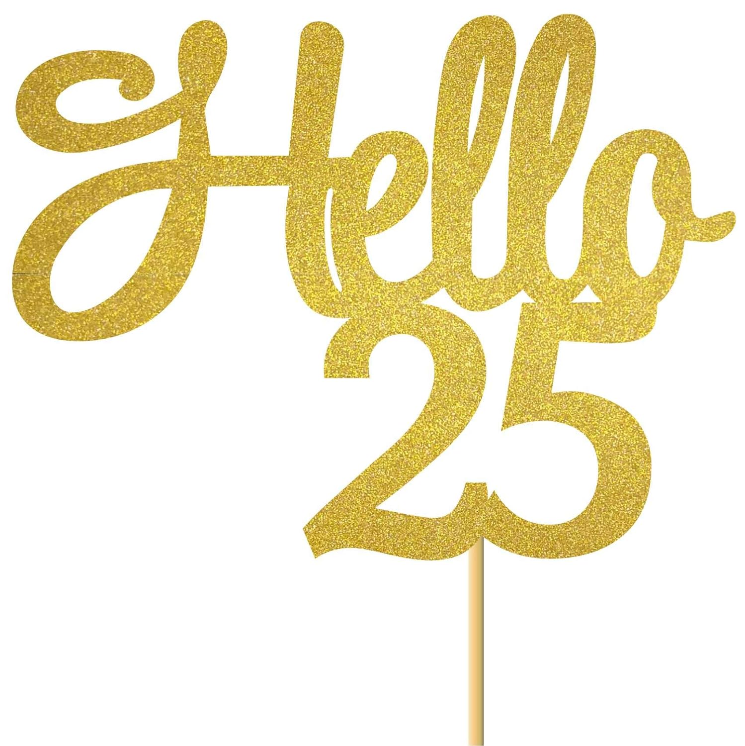 SVM CRAFT Hello 25 Cake Topper Gold Glitter- 25 Anniversary/Birthday ...