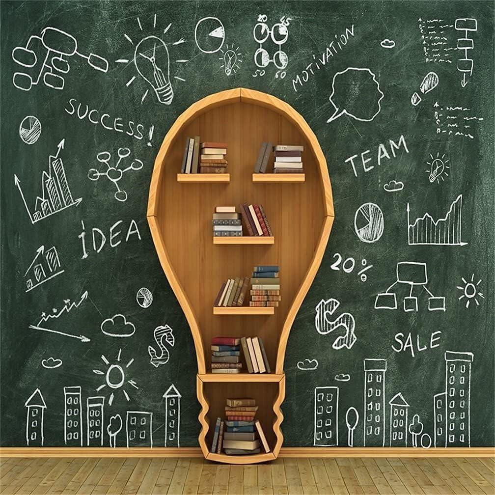 Amazon.com : AOFOTO 5x5ft Classroom Blackboard Creative Bookcase ...