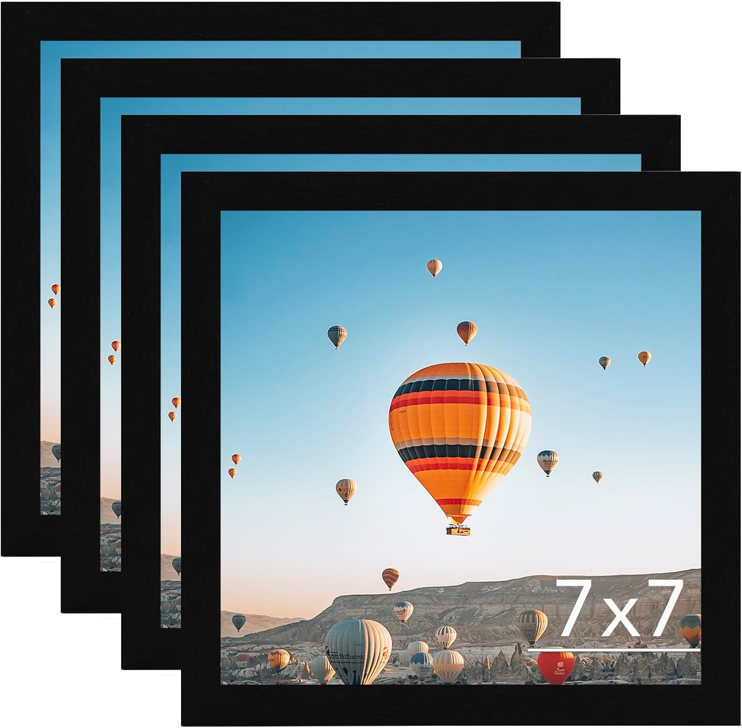 Amazon.com: 7x7 Picture Frame Set of 4 Black for Wall Hanging or ...