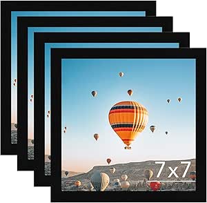 Amazon.com: 7x7 Picture Frame Set of 4 Black for Wall Hanging or ...