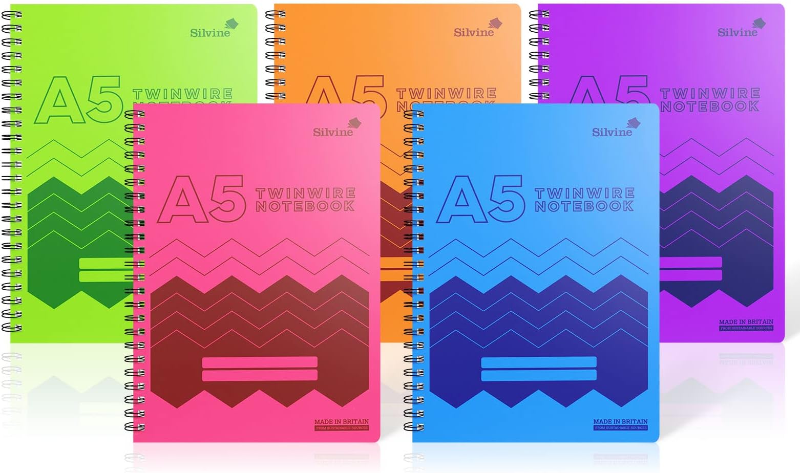 Silvine 160 Page A5 Wirebound Notebooks with Durable Wipe Clean Covers ...