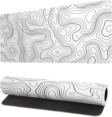 Amazon.com : White Topographic Contour Gaming Mouse Pad 35.4 X 15.7 ...