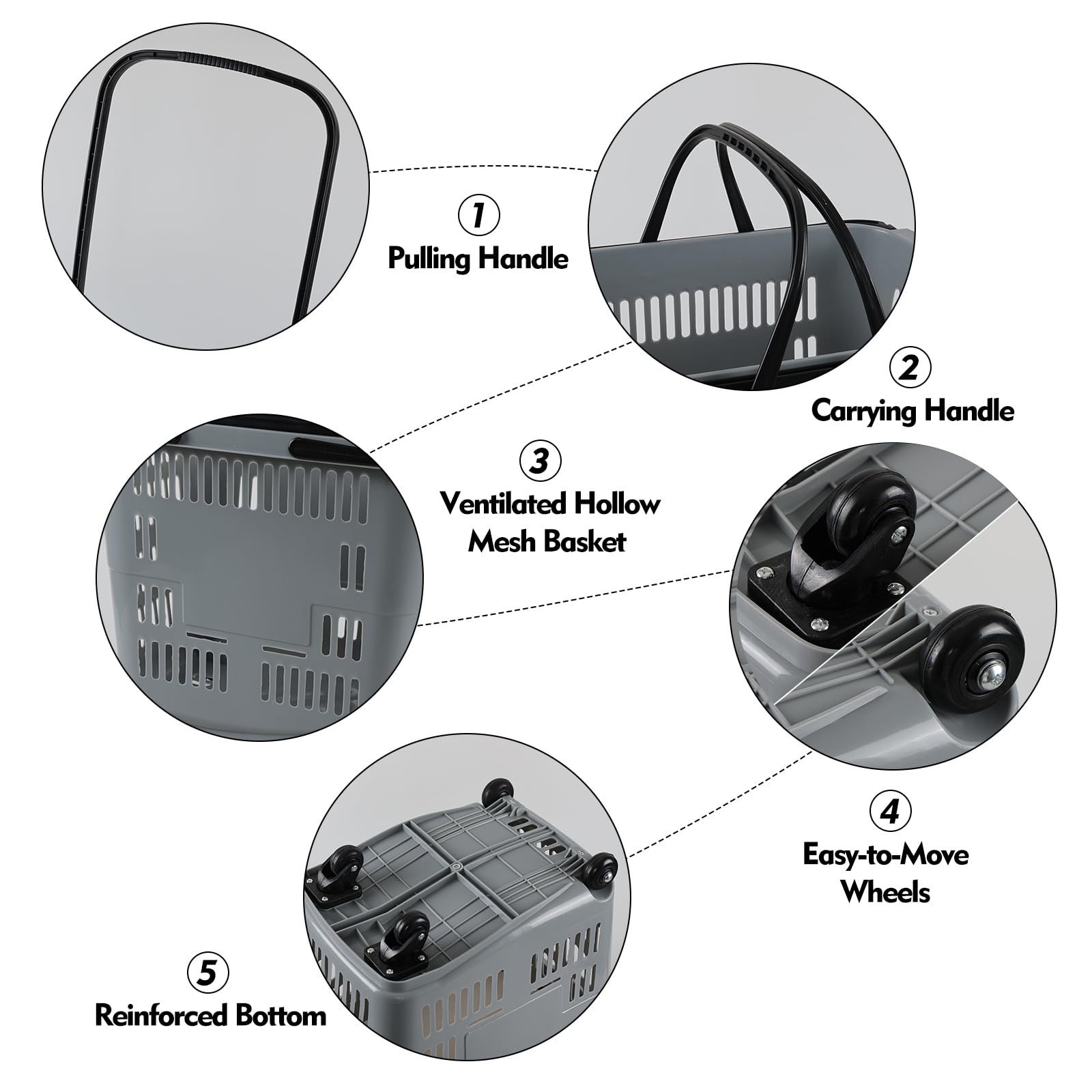 Snapklik.com : Jekiyo 50 Liter Plastic Rolling Shopping Basket, 6 Pack ...