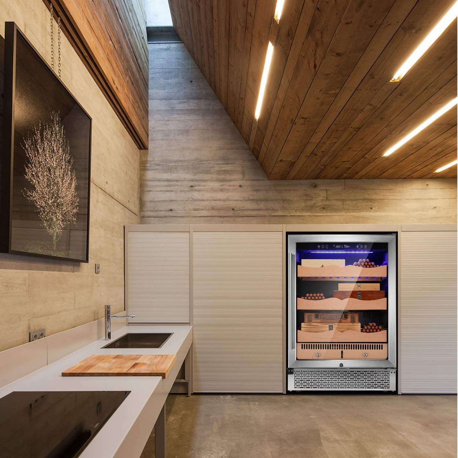 Antarctic Star Electronic Cooler Humidor, 24'' Buit-in Glass Door ...