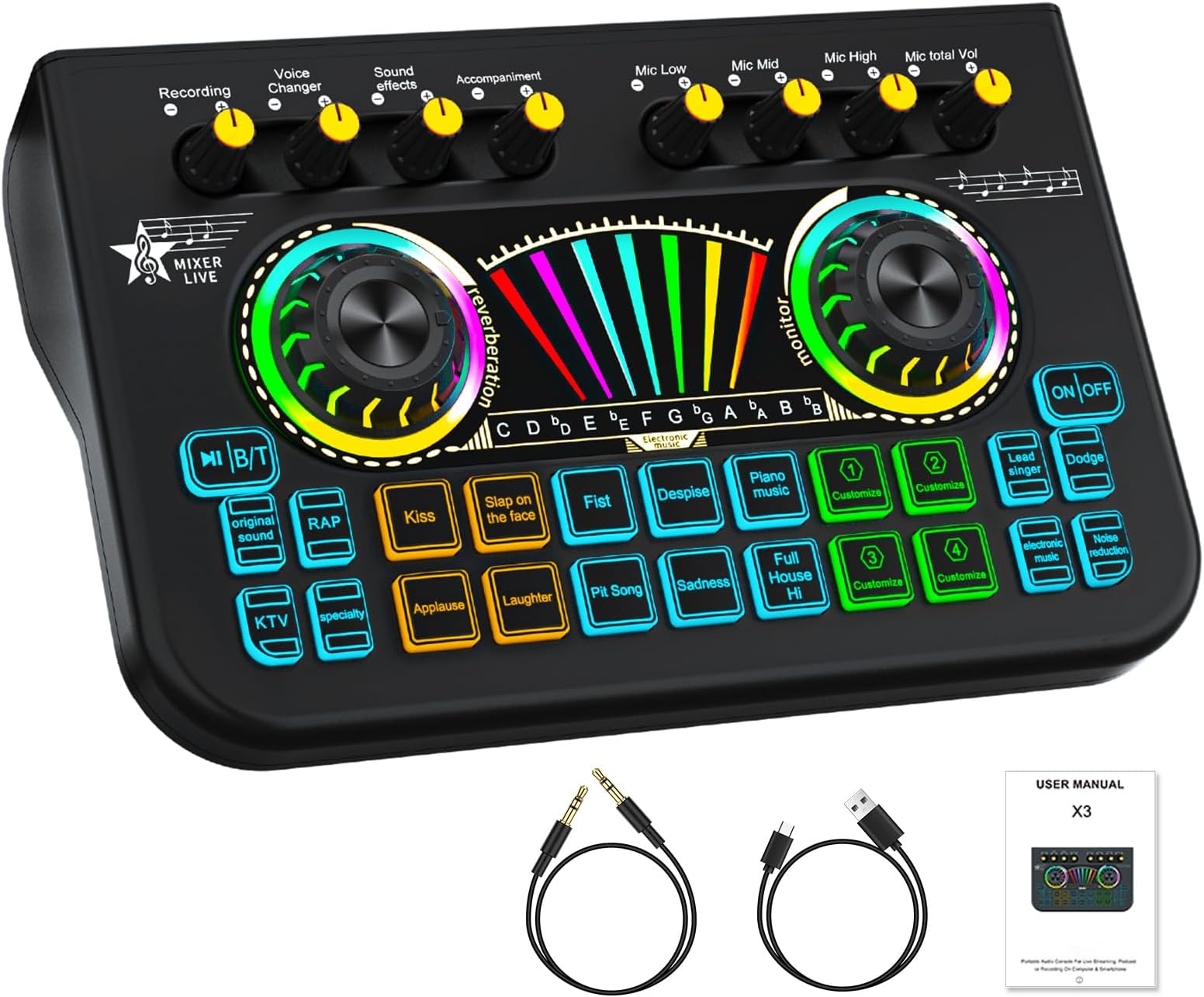 Amazon.com: Facmogu K600 Gaming Audio Mixer, Audio Interface with DJ ...