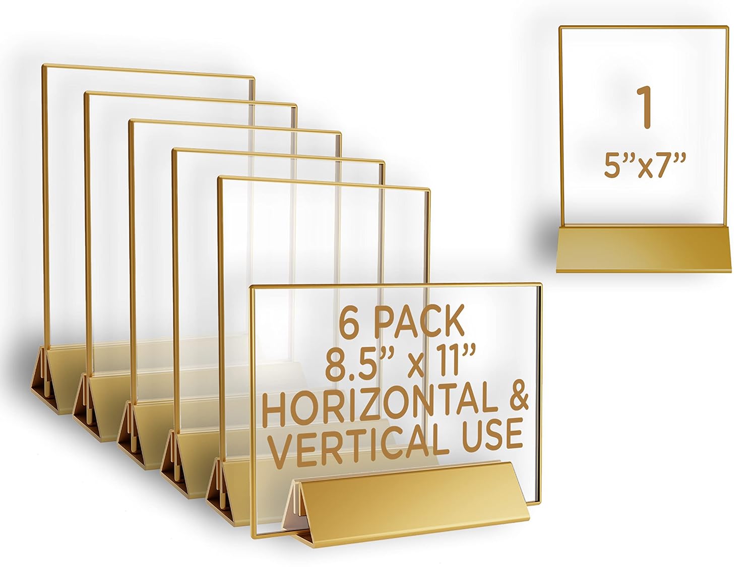 Prime Designs Gold Frame Acrylic Sign Holder 8.5x11, Display Stand ...