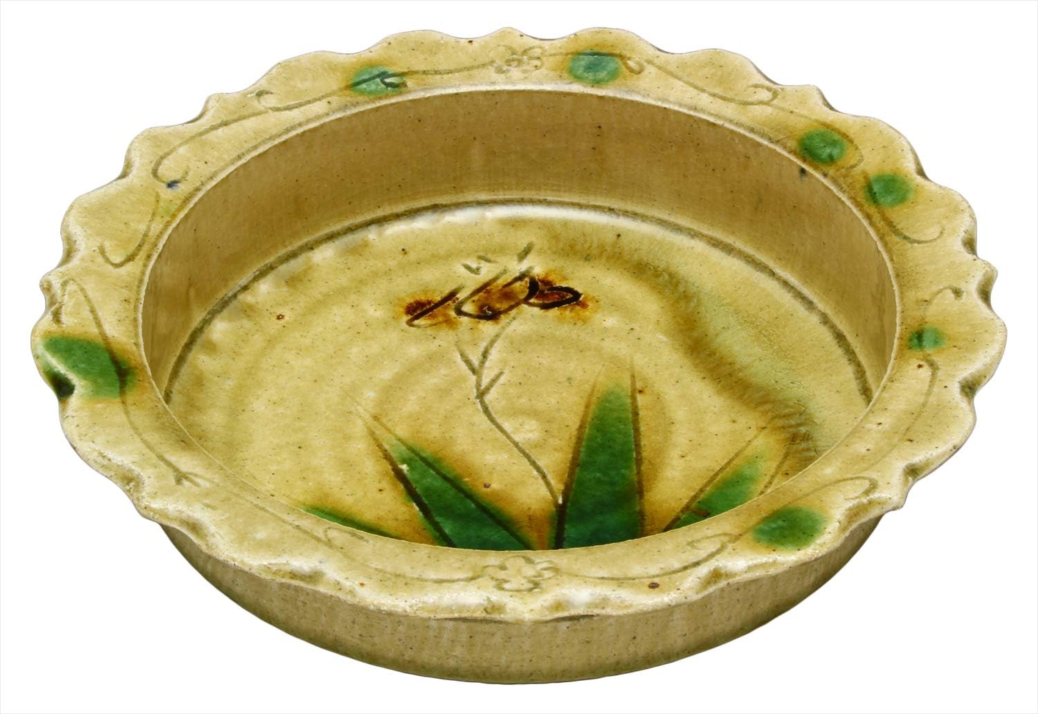Amazon.com: Utsuwa Luan Large Pot, Yellow Ash Glazed Yame Carving, 10.0 ...