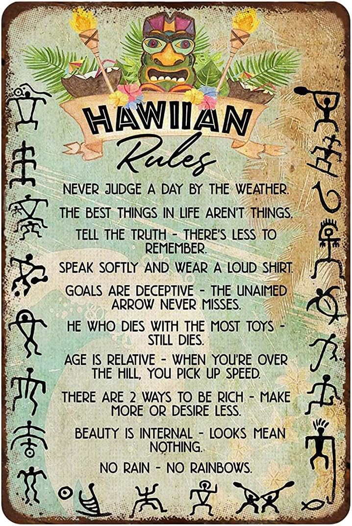 Amazon.com: UNBARD Rustic Retro Metal Tin Hawaiian Rules Funny Vintage ...