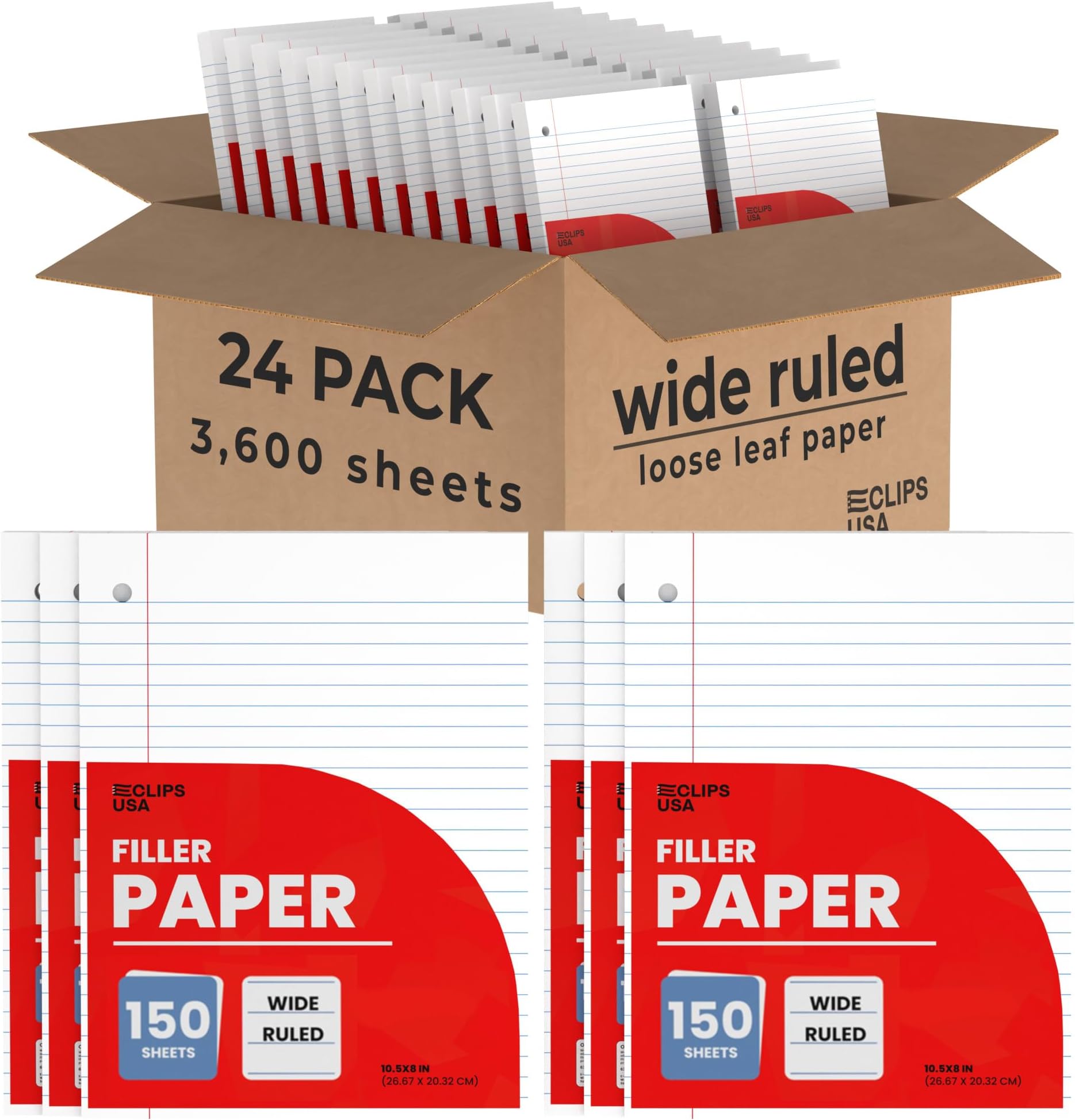 Amazon.com : Wide Ruled Notebook Paper, Loose Leaf Paper, 10.5” x 8 ...
