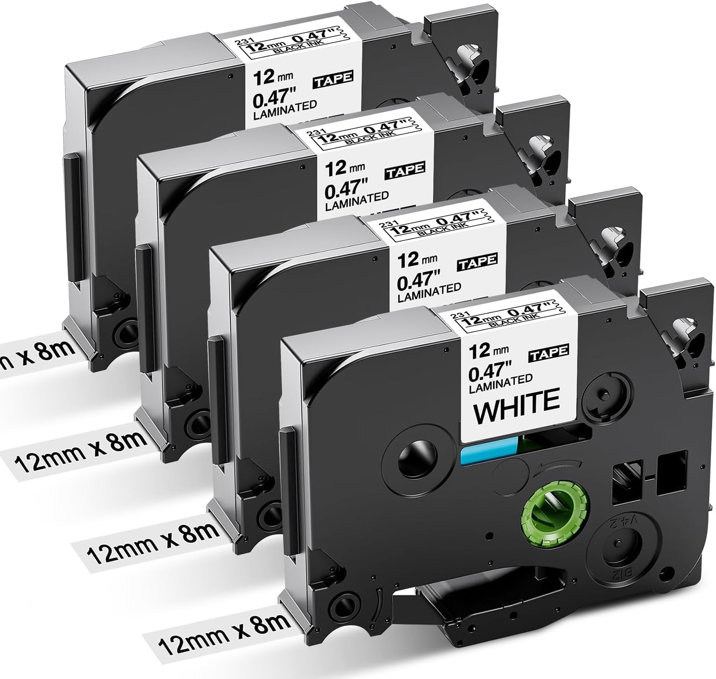 3x Schriftband für Brother TZe-231 12mm schwarz auf weiß 12mm breit x ...