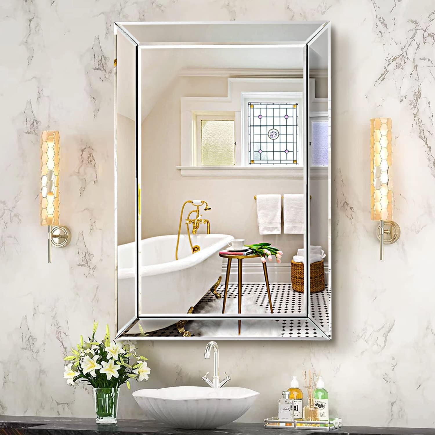 Amazon.com: Better Bevel Frameless Rectangle Mirror | 24" x 36 ...