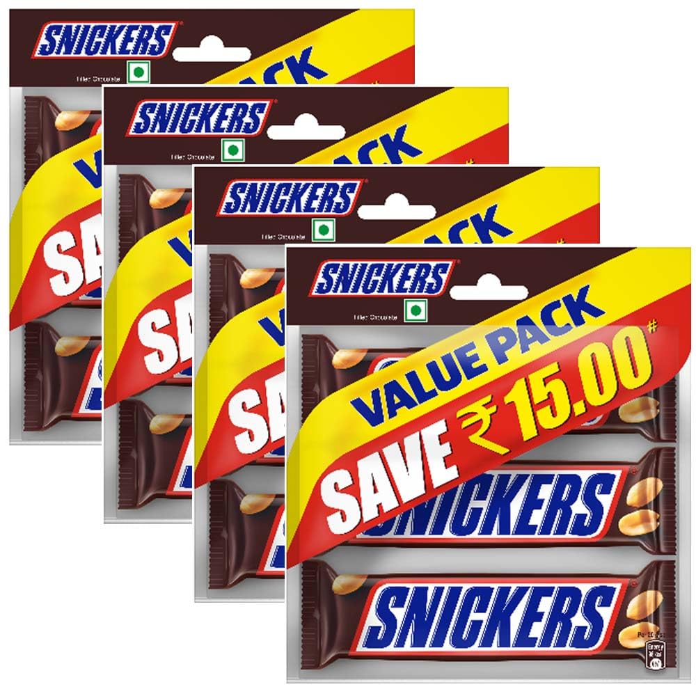 Snickers Peanut Filled Chocolates - 150g (Pack of 4) : Amazon.in ...