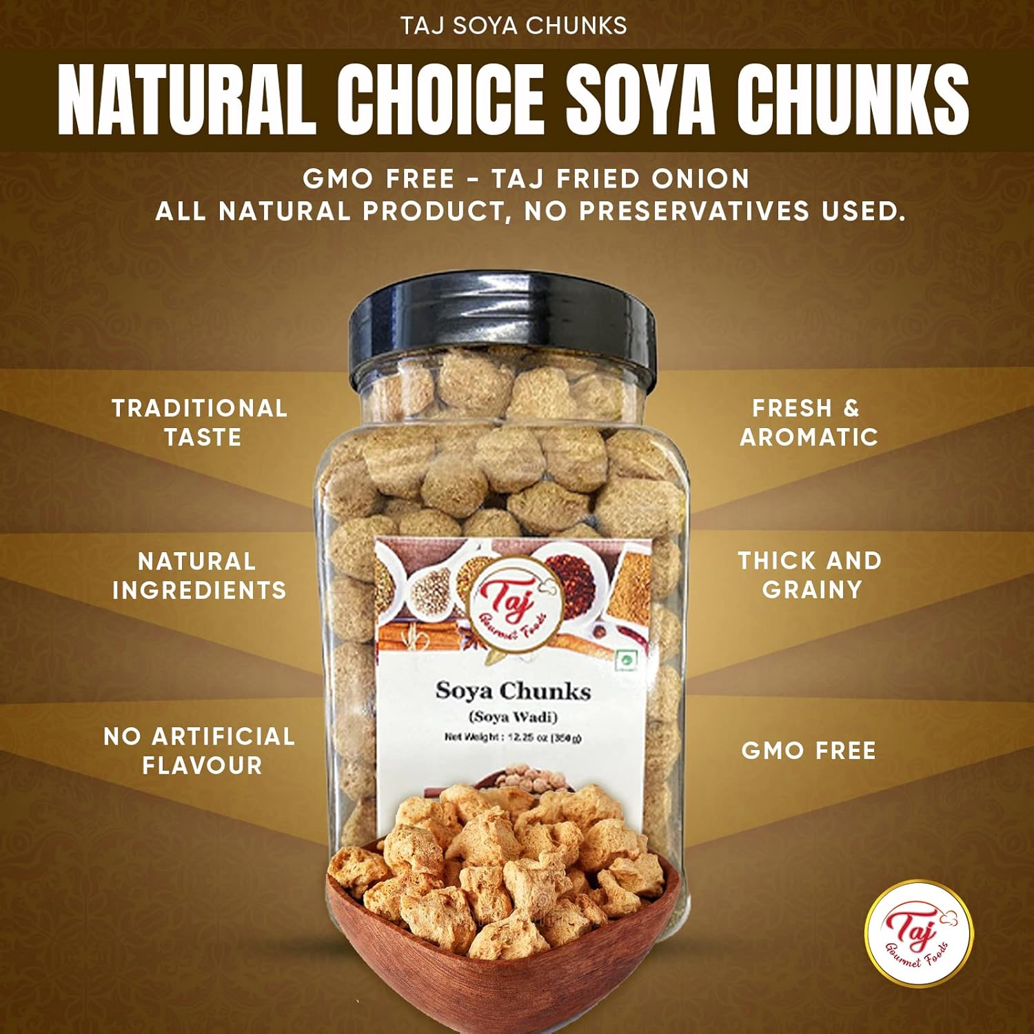 TAJ Chunks de soja Vadi de soja sustituto de carne alto contenido de ...