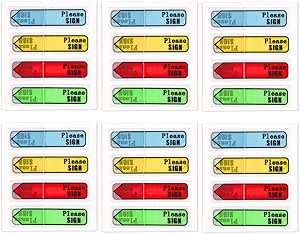 600pcs/6 Packs Please Sign Message Flags, 4 Colors Arrow Labels ...