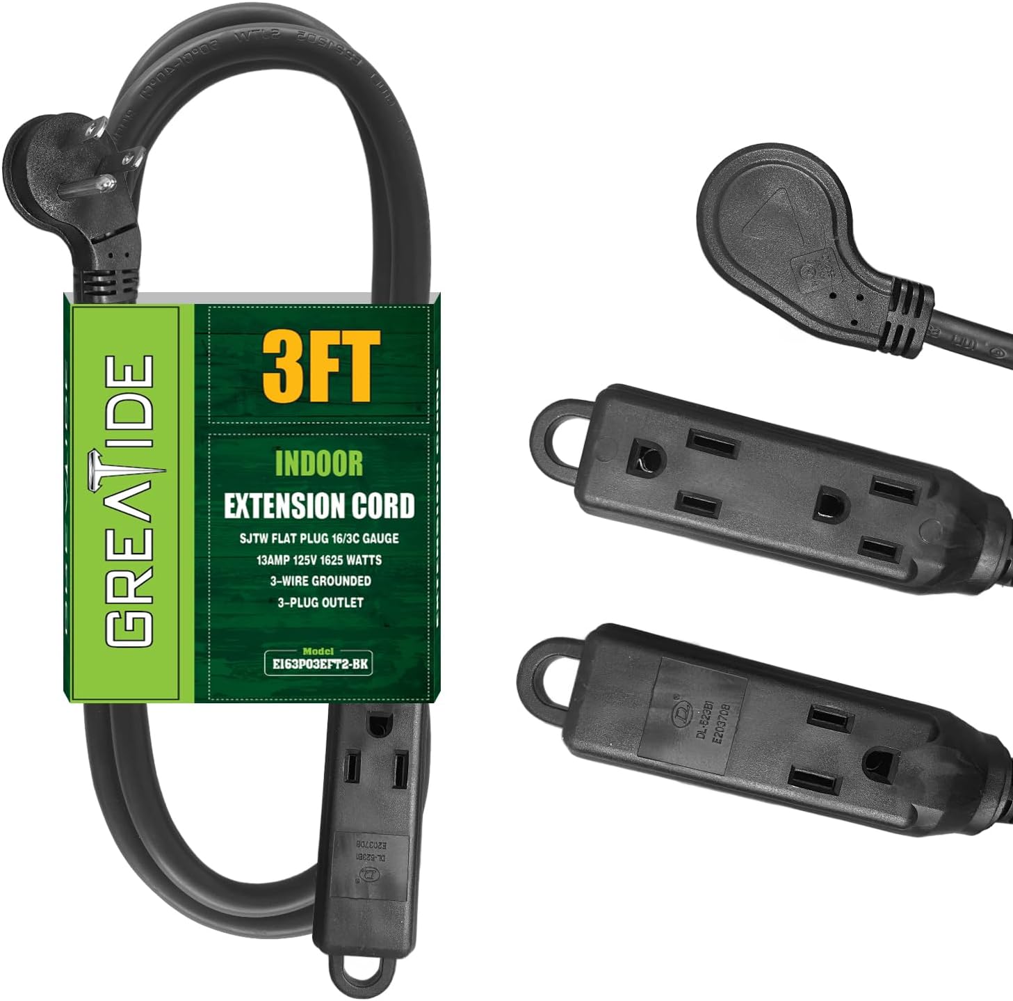 Amazon.com: Maximm Cable 3 Ft 360° Rotating Flat Plug Extension Cord ...