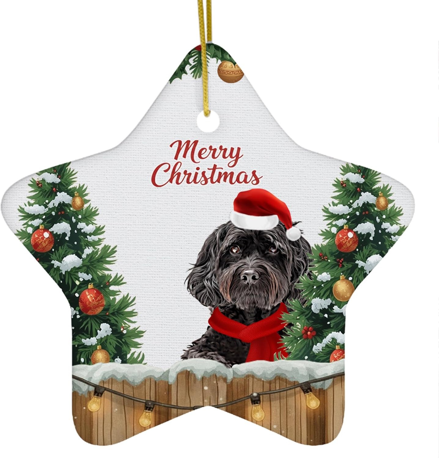 Amazon.com: Merry Christmas 2026 Black Cavapoo Ornament Star Ceramic ...